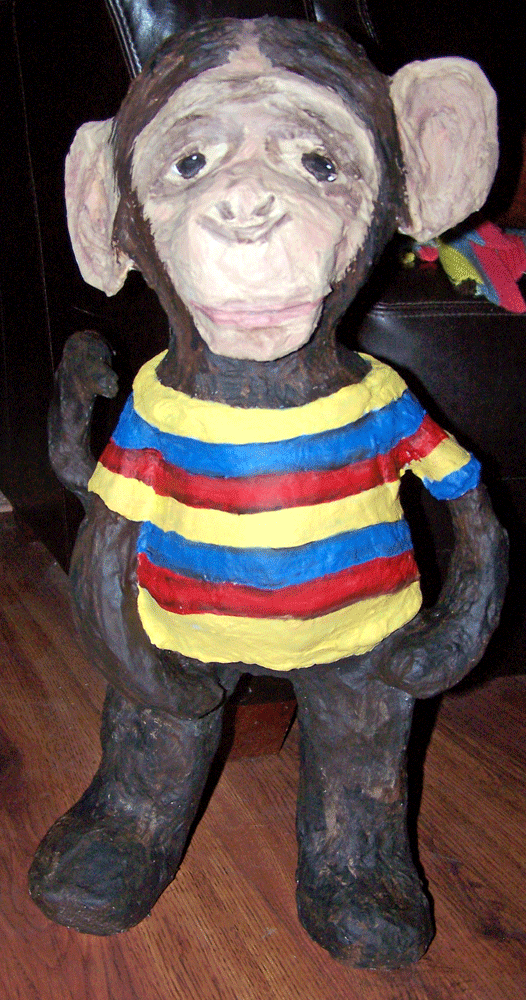 Doll Threads and Clay: Whimsical Paper Mache Carnival Monkey