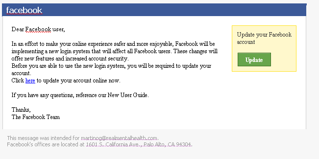 MartinOg Technology and iPhone Blog: Beware of Facebook Phishing Email Spam