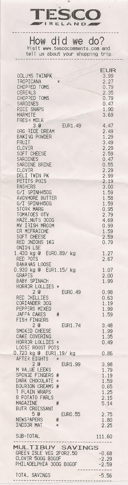 Take one family.: Shopping Receipts