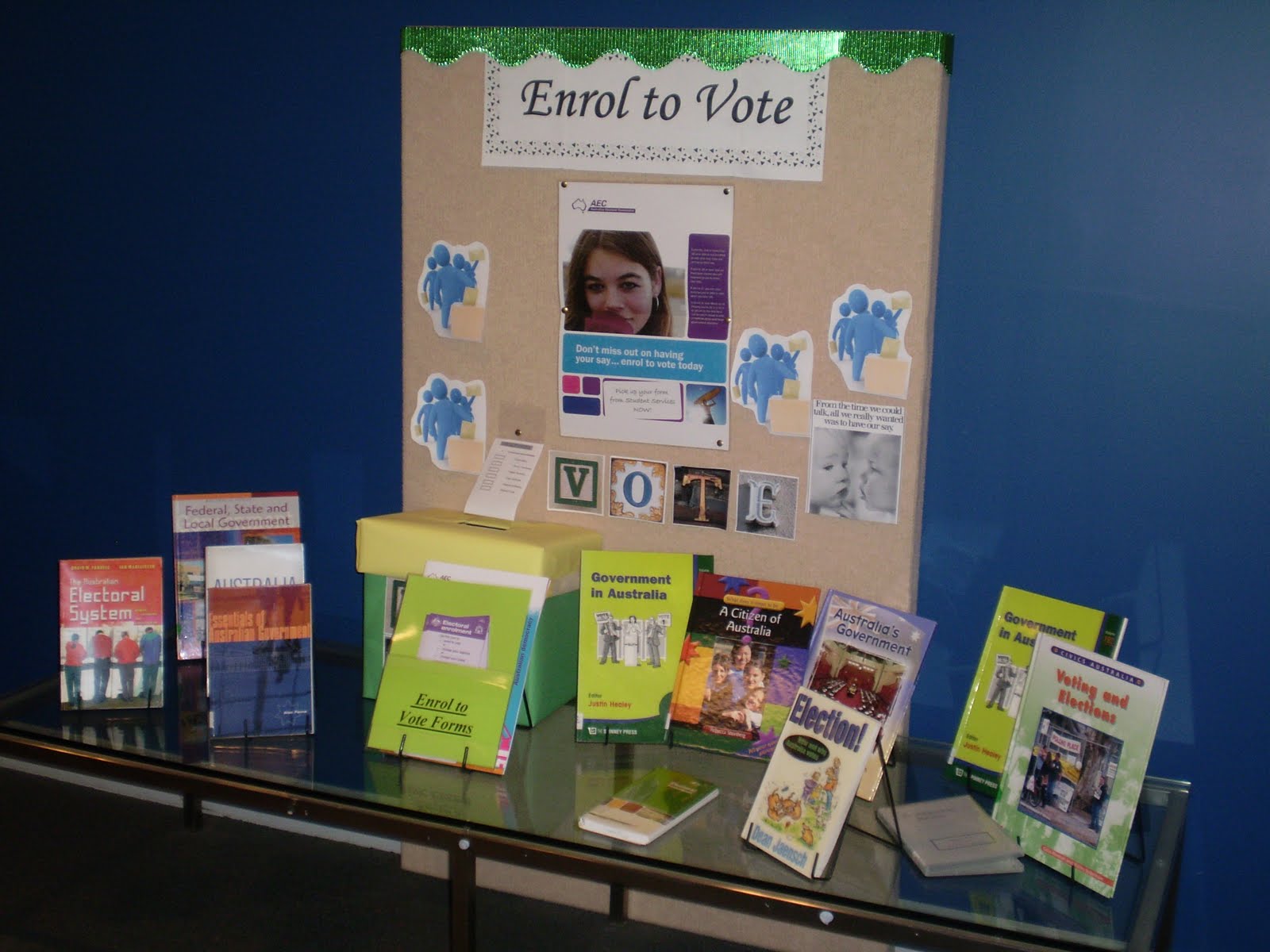 Canning College Library Displays: Enrol to Vote