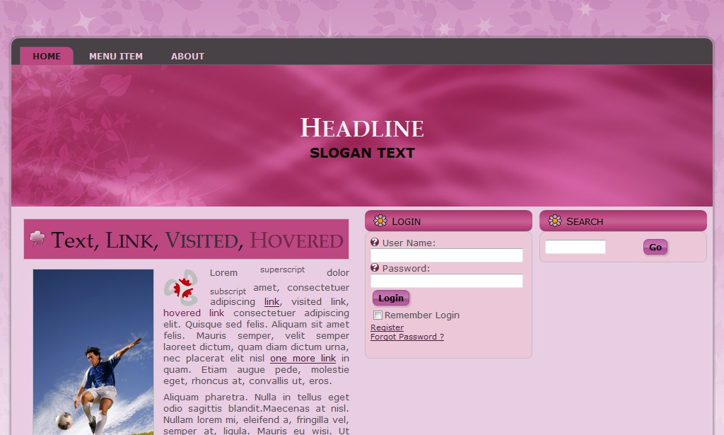pro webpage and blog design: Hot Pink Web Template