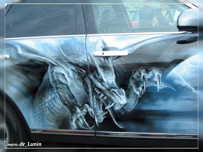 Vehicle Paint Art: Dragon Paint Art In Side Of Cars