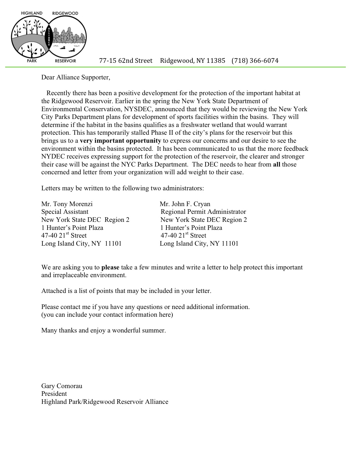 Save Ridgewood Reservoir: 6/1/10 - 7/1/10