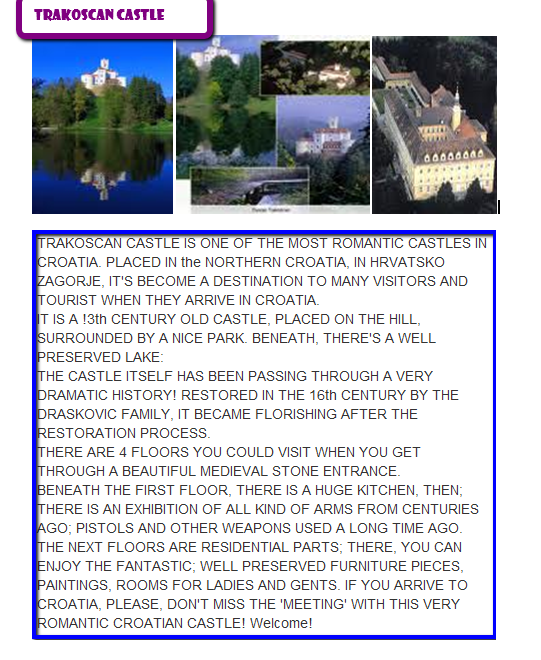 King of my castle- eTwinning project: Castles Presentations