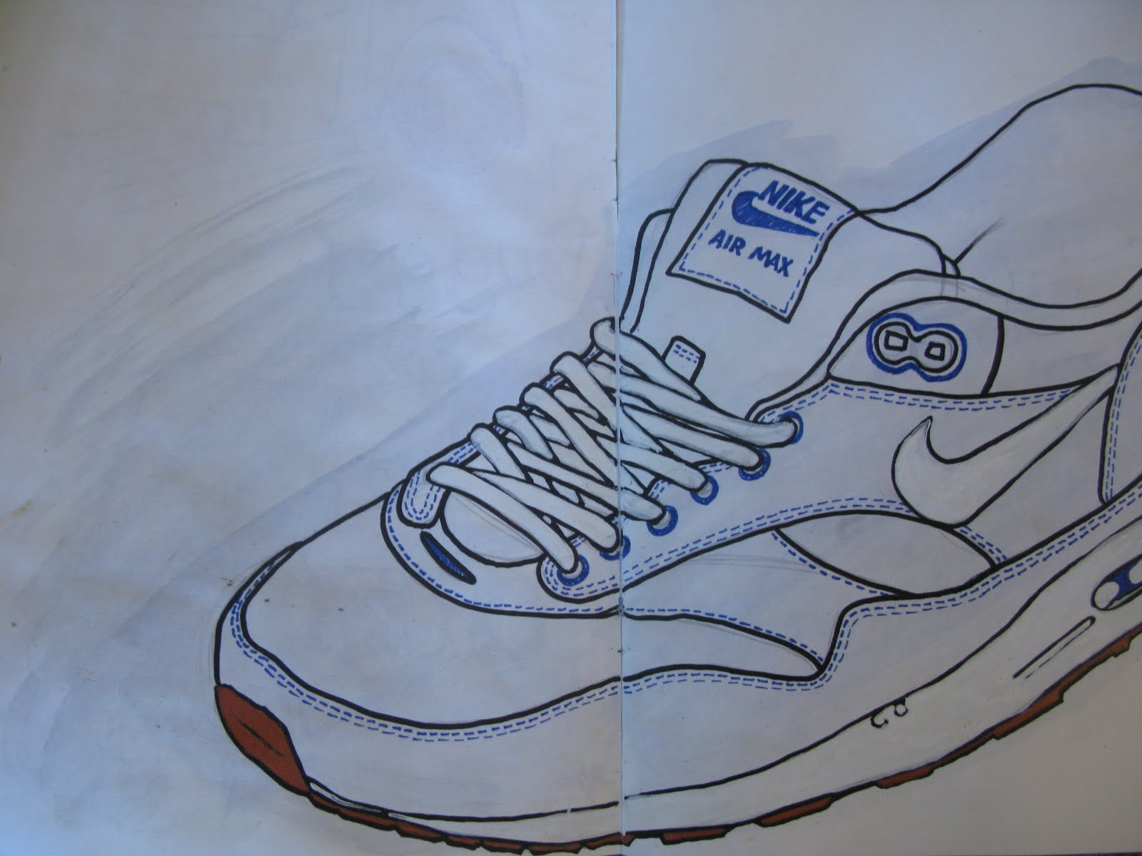 p09246223: trainer illustration; acrylic, inks and watercolour on paper