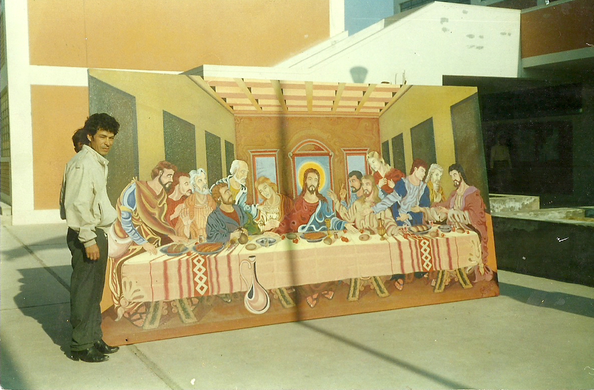 Percy Eliseo: Obra: Cópia "la cena del señor" Óleo 5.00cm X 2.35cm.