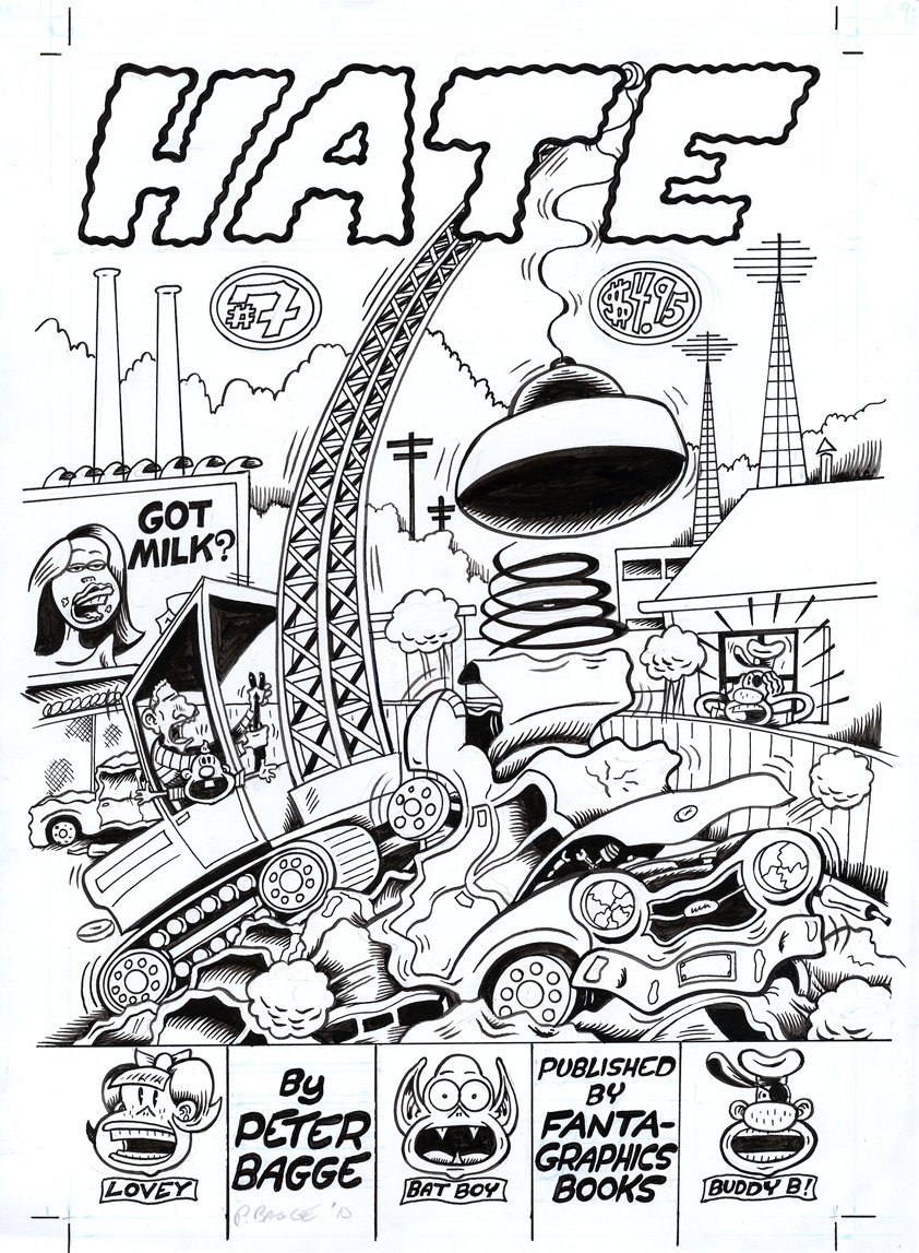 SUPERCOMICARTMAN (original comic art): HATE ANNUAL # 7 COVER BY PETER BAGGE