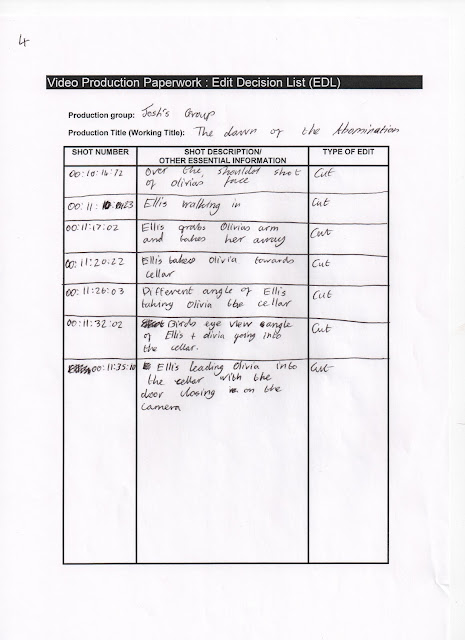 Josh Raby AS Media: Section Ten Video Log Sheets