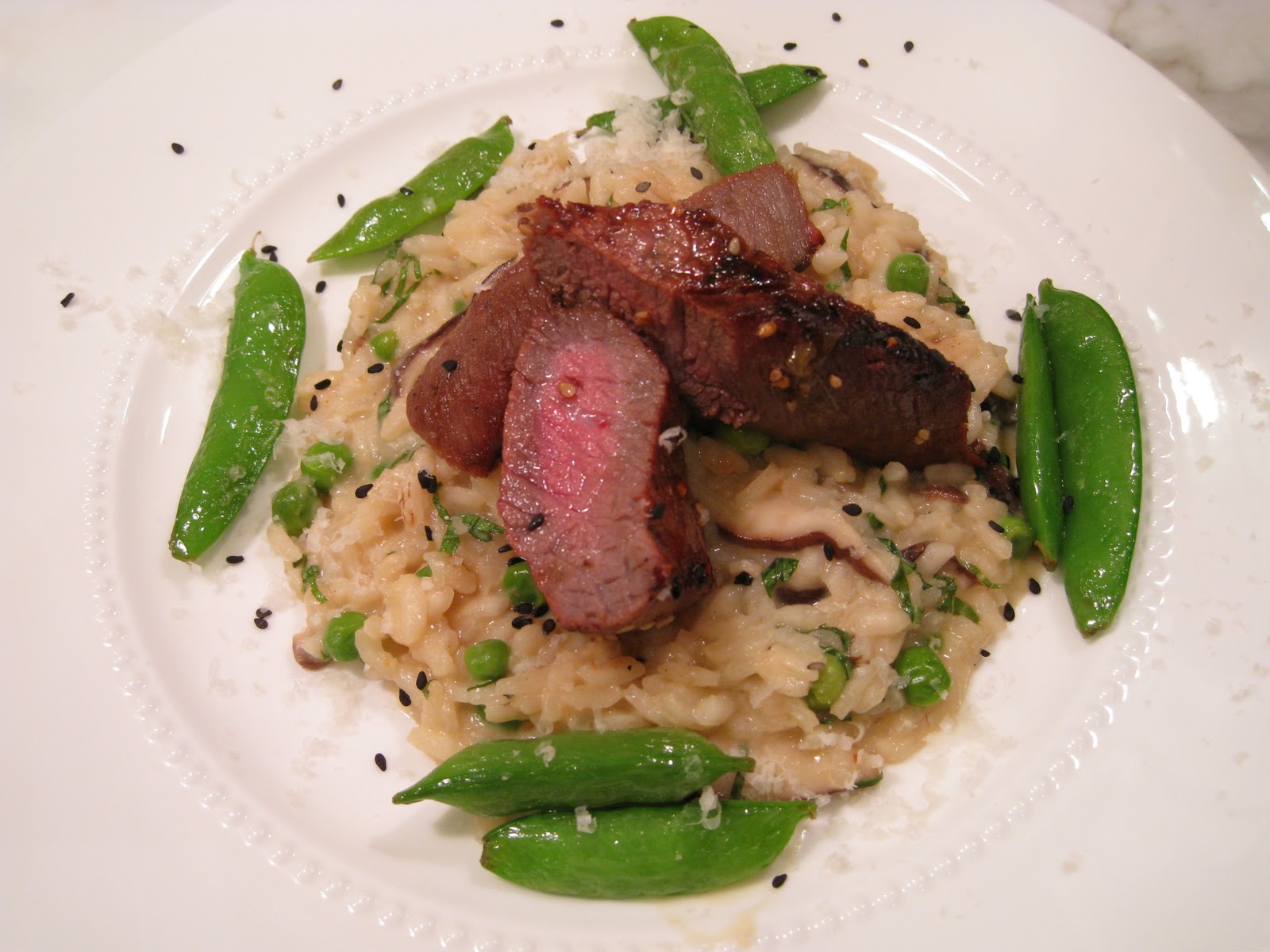 Kobe Beef Tri-Tip and Shiitake Mushroom and Lemon Risotto