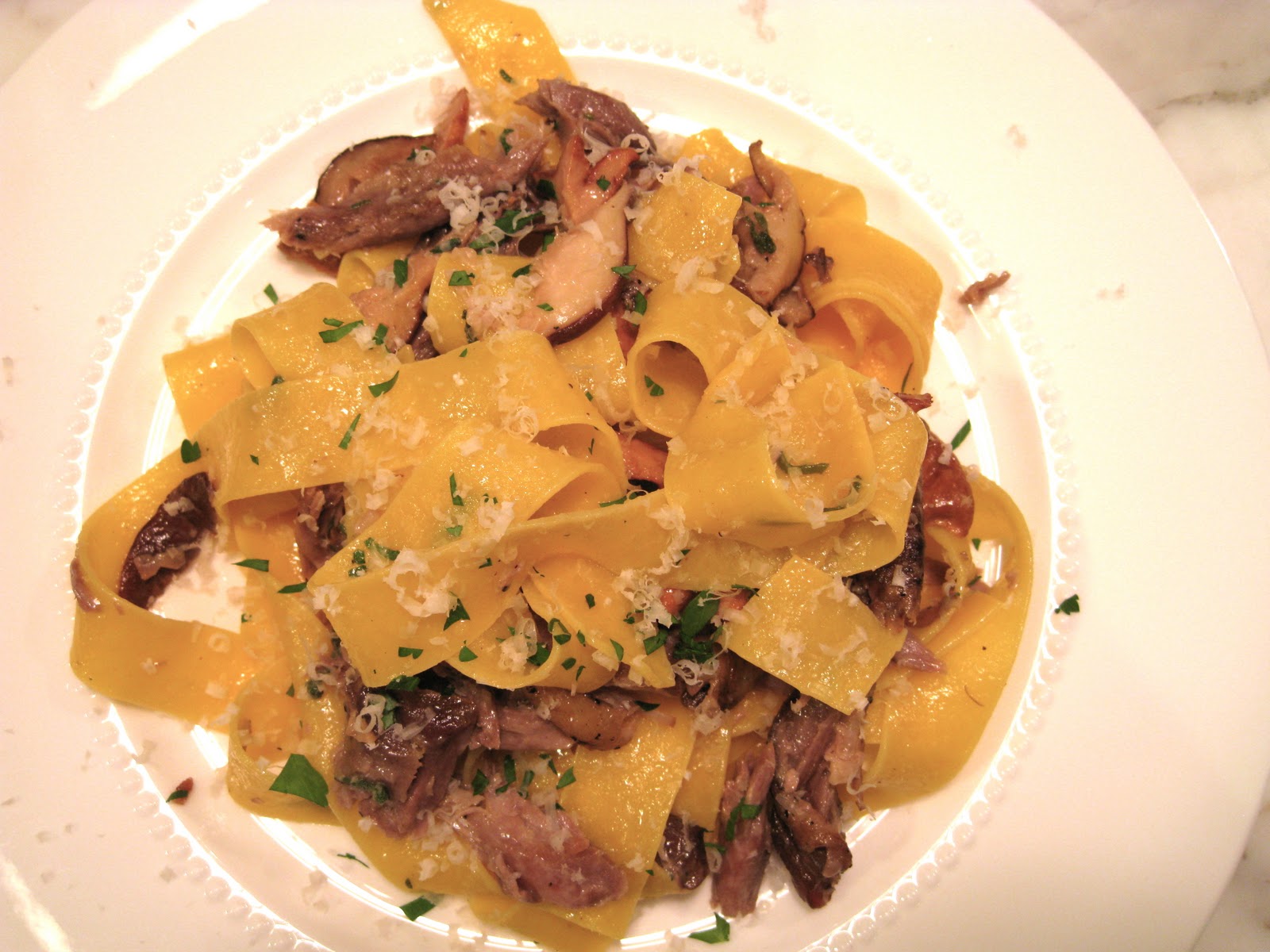 Pappardelle with Duck Confit and Mushrooms
