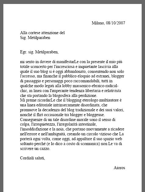 Lettera al direttore | METILPARABEN