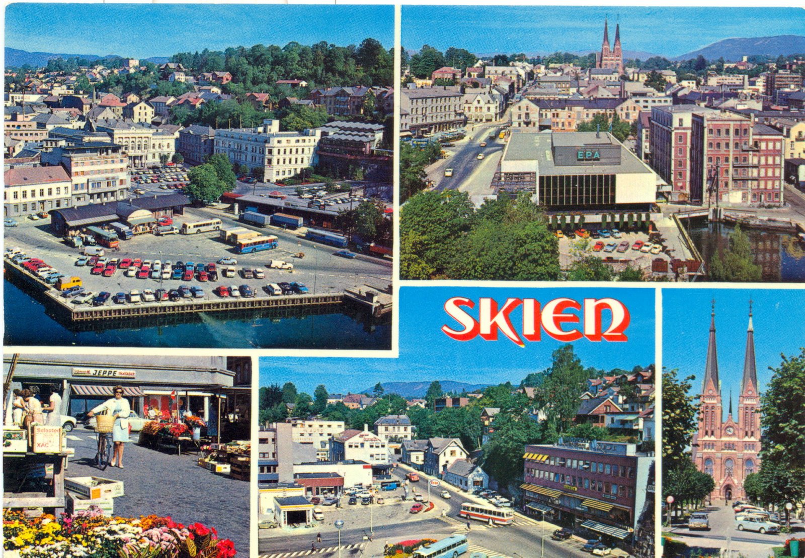 KUALA SKYLAB: NORWAY POSTCARD. SOME VIEWS OF SKIEN. SENT BY GUNNAR.