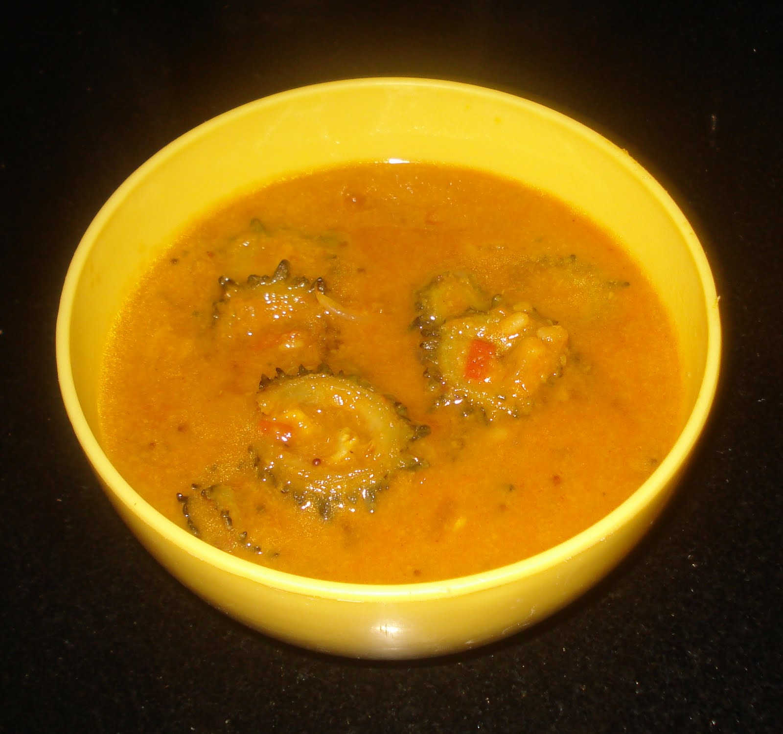 Recipe Collection: Pavakkai Puzhi Kolambu ( Bitter Gourd Kolambu)