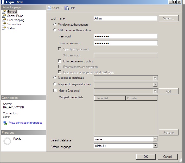 Web Technology: How to add new user in sql server management studio 2008