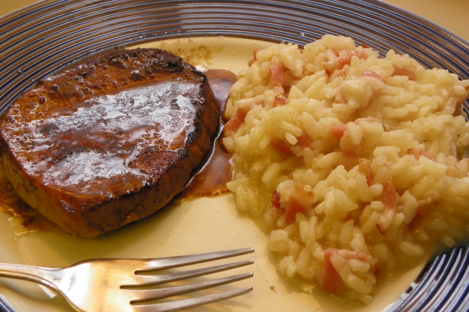 Having Fun in the Kitchen!: Bacon Risotto with Steak