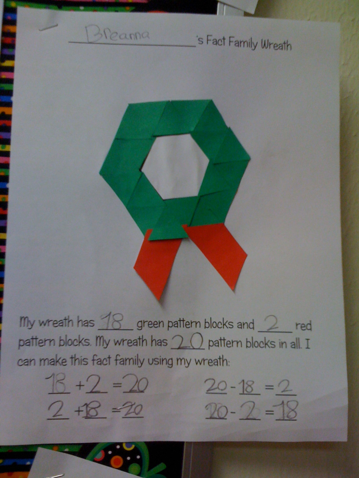 Bishop's Blackboard: An Elementary Education Blog: Fact Family Wreaths