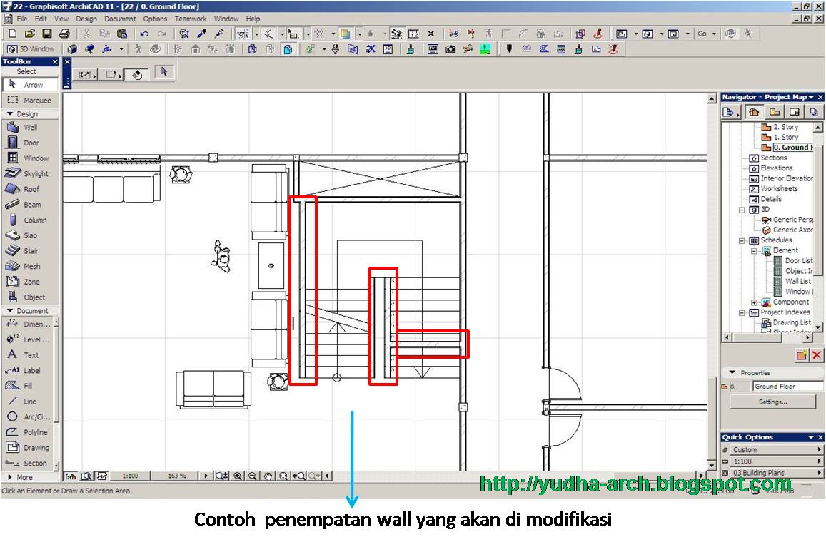 Membuat Dinding di Bawah Tangga Pada Archicad