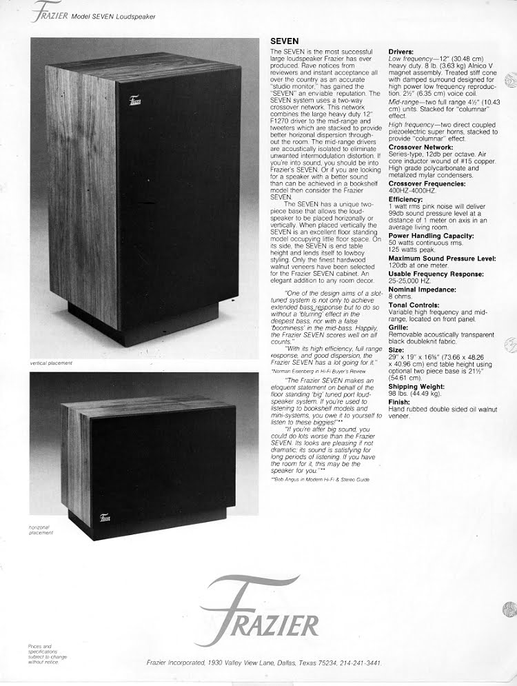 Frazier Model 7 images | Audiokarma Home Audio Stereo Discussion Forums