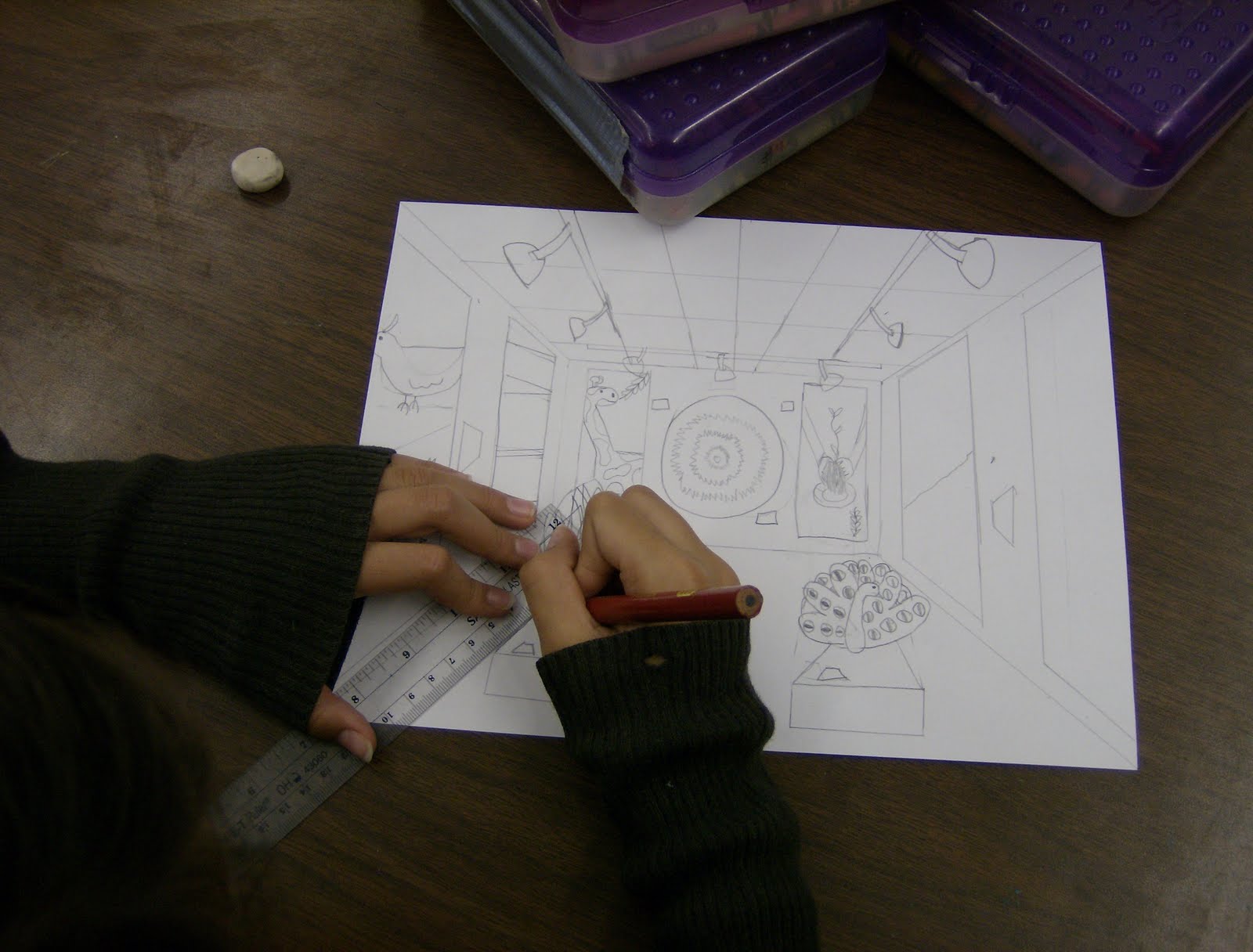 Zilker Elementary Art Class: Fifth Grade Space & Perspective Project
