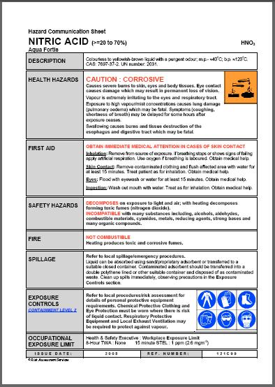 Risk Assessment Services Blog: Nitric Acid 20-70%