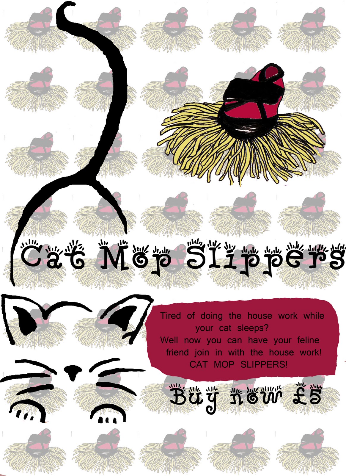 Art Foundation: Cat Mop Slippers - Graphics
