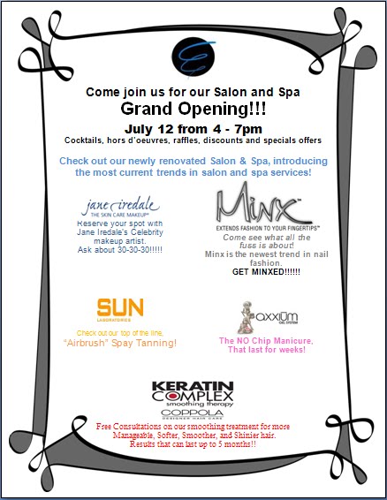 Electra Health Club and Spa: Salon & Spa Grand Opening!!!