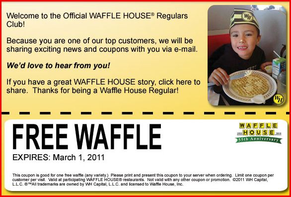 Waffle House: FREE Waffle!!!