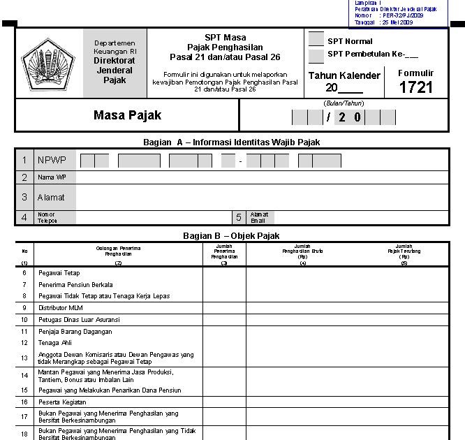 Jasa Konsultasi Pajak: Formulir SPT Masa PPh 21 & Petunjuk Pengisian