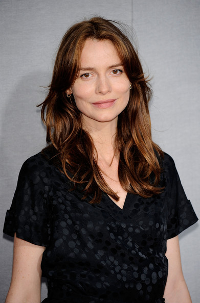 Ladies in Satin Blouses: saffron burrows - black satin blouse/top