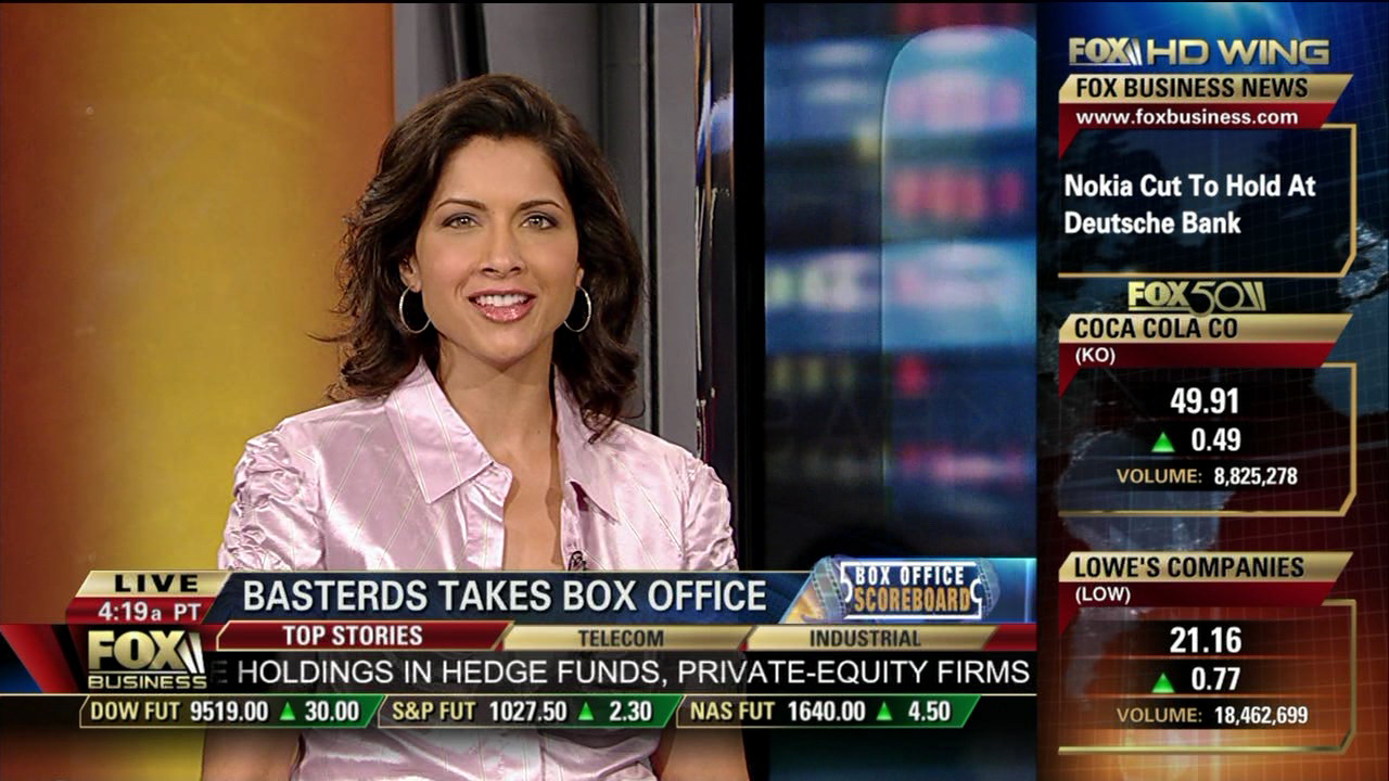 Ladies in Satin Blouses: unknown fox business anchor in pink satin blouse