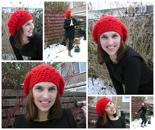Lindevrouwsweb: Rode muts - Red puff stitch Hat