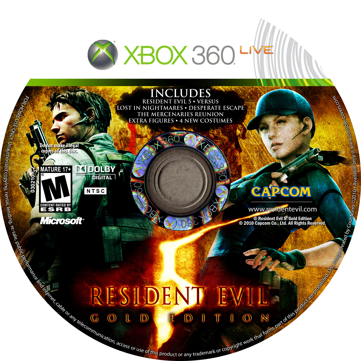 Capa Label Jogo XBOX 360 - Resident Evil 5 - Gold Edition