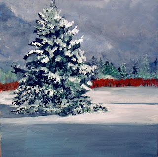 Red Dog Designs: Winter Tree Painting