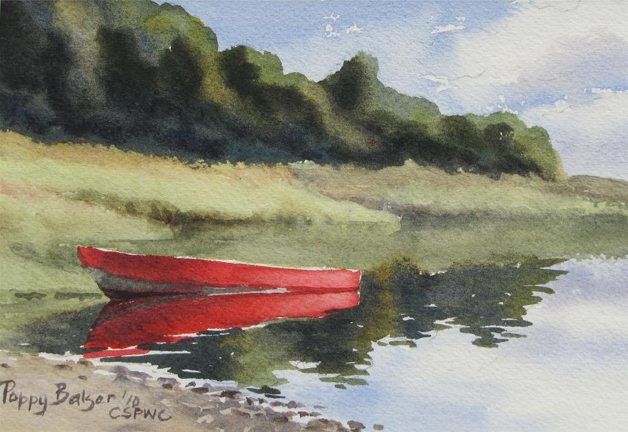 Paintings by Poppy: More red rowboats in the Bay of Fundy