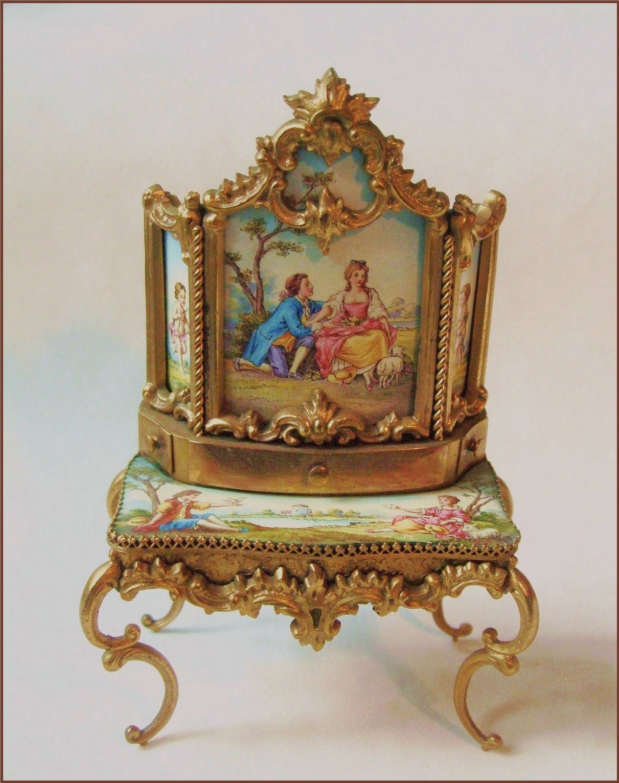 Andrea Thieck Miniatures: Antique Ormolu enamel furniture