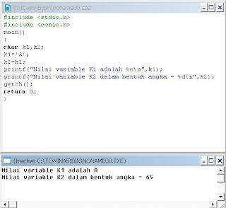 Contoh Database, C++, visual basic, java: Character data type
