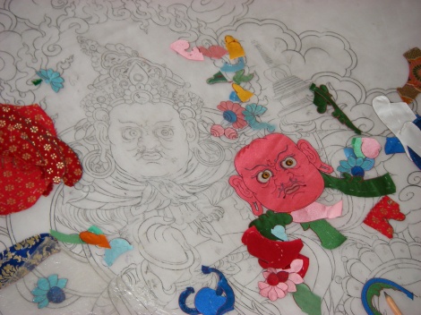 The Green Elephant: Traditional Arts : Applique Thangka