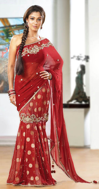 FILM ACTRESS HOT PICS: Nayanthara Cute In Red Transparent Saree
