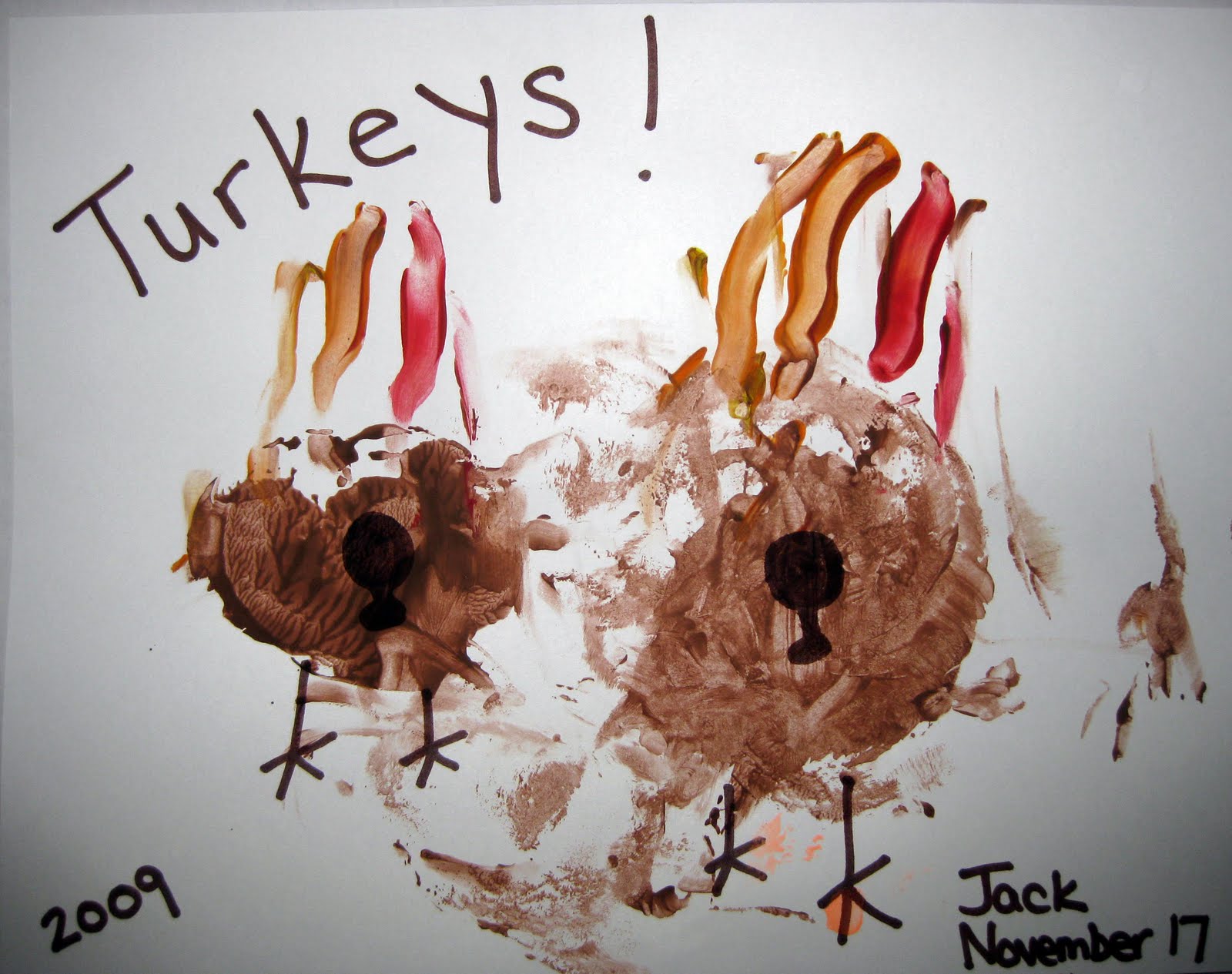 The Little Legers: Potato Print Turkeys