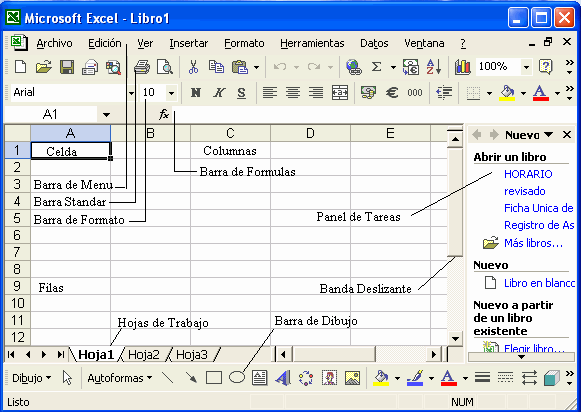 informatica :): partes de la " hoja de calculo
