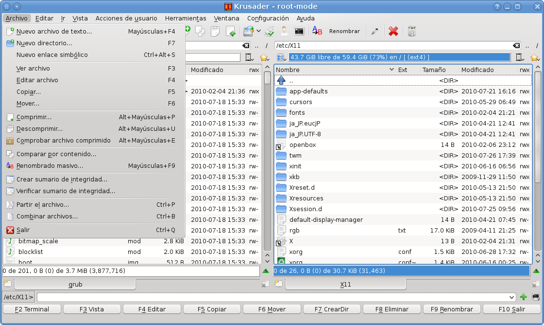 UsuarioDebian: krusader - Gestor de archivos