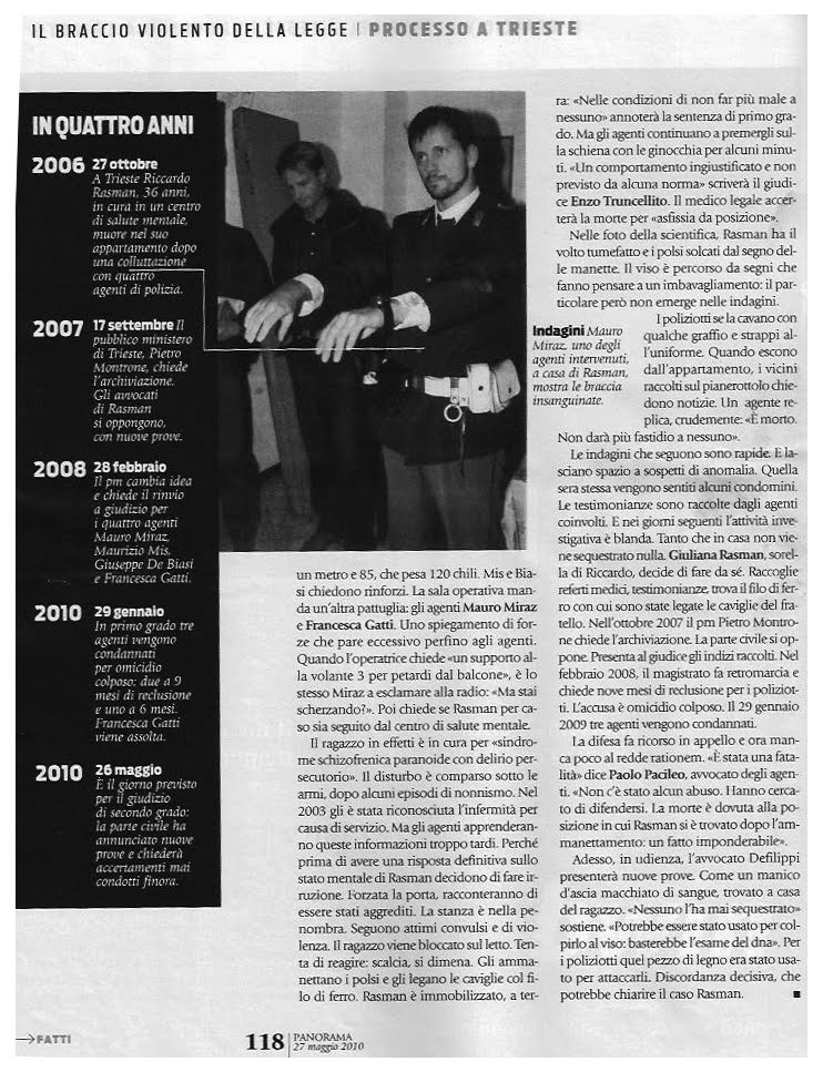 Cos'è successo a Stefano Frapporti?: Caso Riccardo Rasman - udienza ...