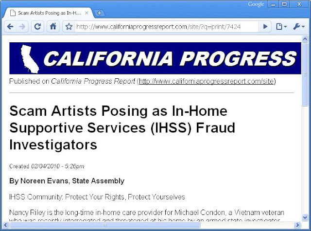 The Red Revolt: Scam Artists Posing as IHSS Fraud Investigators