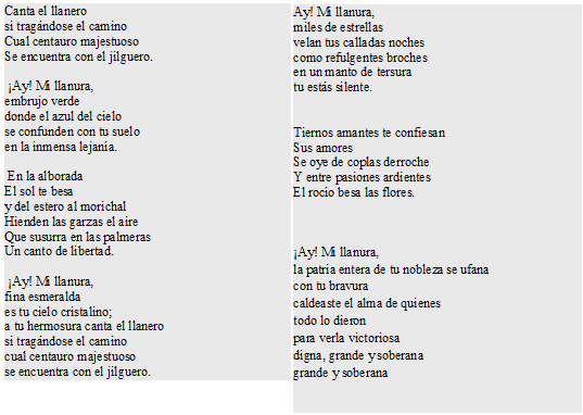 departamento de Meta colombia: simbolos patrios