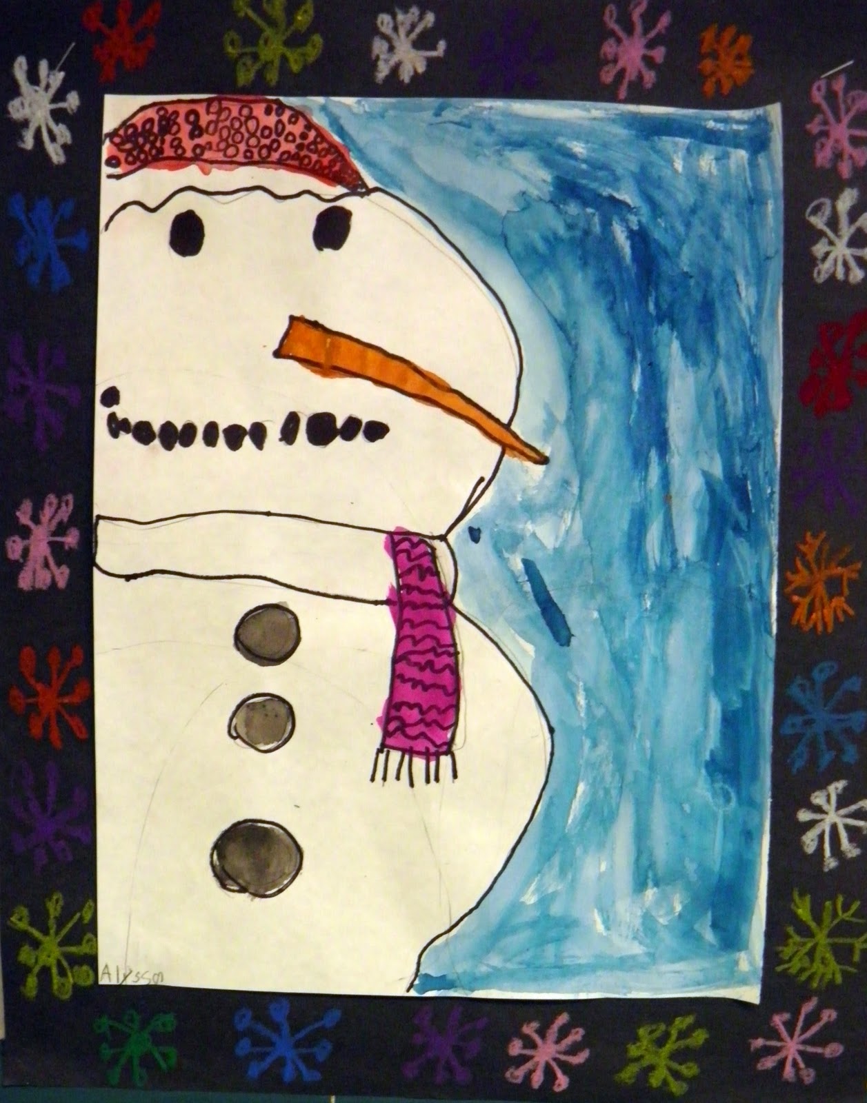 Livingston Art Room: First Grade- Snowman Painting
