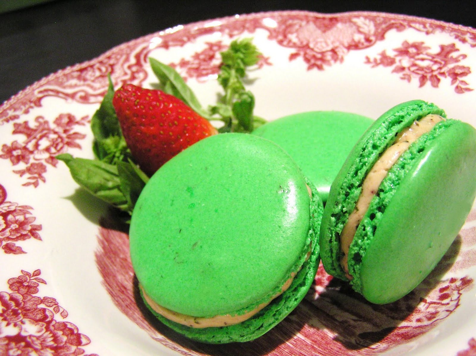 salts & sweets.: Strawberry and basil macarons.