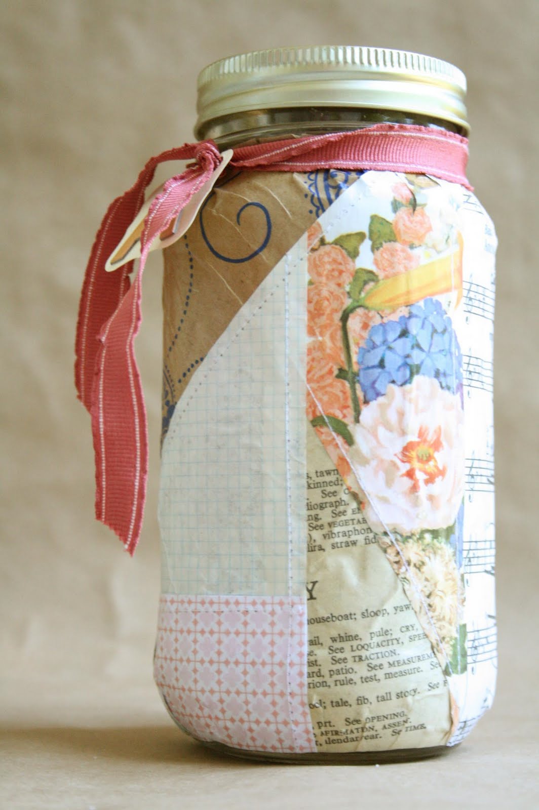 The Creative Place: Tuesday Tutorial: Patchwork Paper Covered Jar