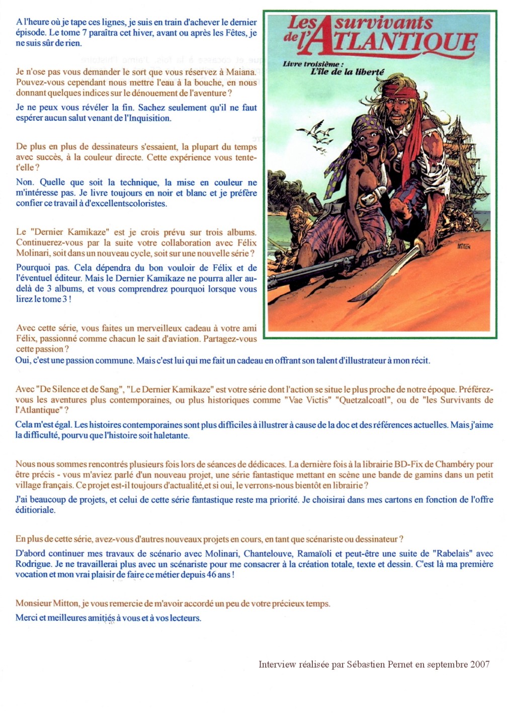 INTERVIEWS BD: JEAN-YVES MITTON : septembre 2007