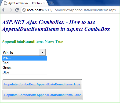 ASP Dot NET Online Training Services By Quontra Solutions ComboBox Append DataBound Items In ASP Dot NET Online Training Services By Quontra Solutions ComboBox Append DataBound Items In