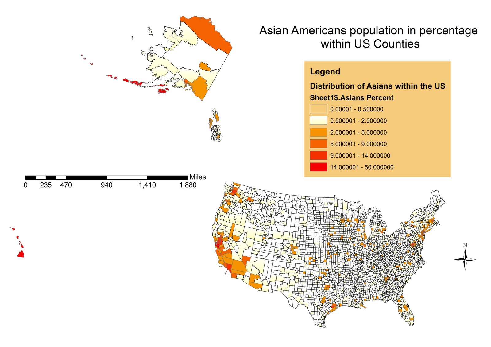 Asian Population In Us Map - United States Map